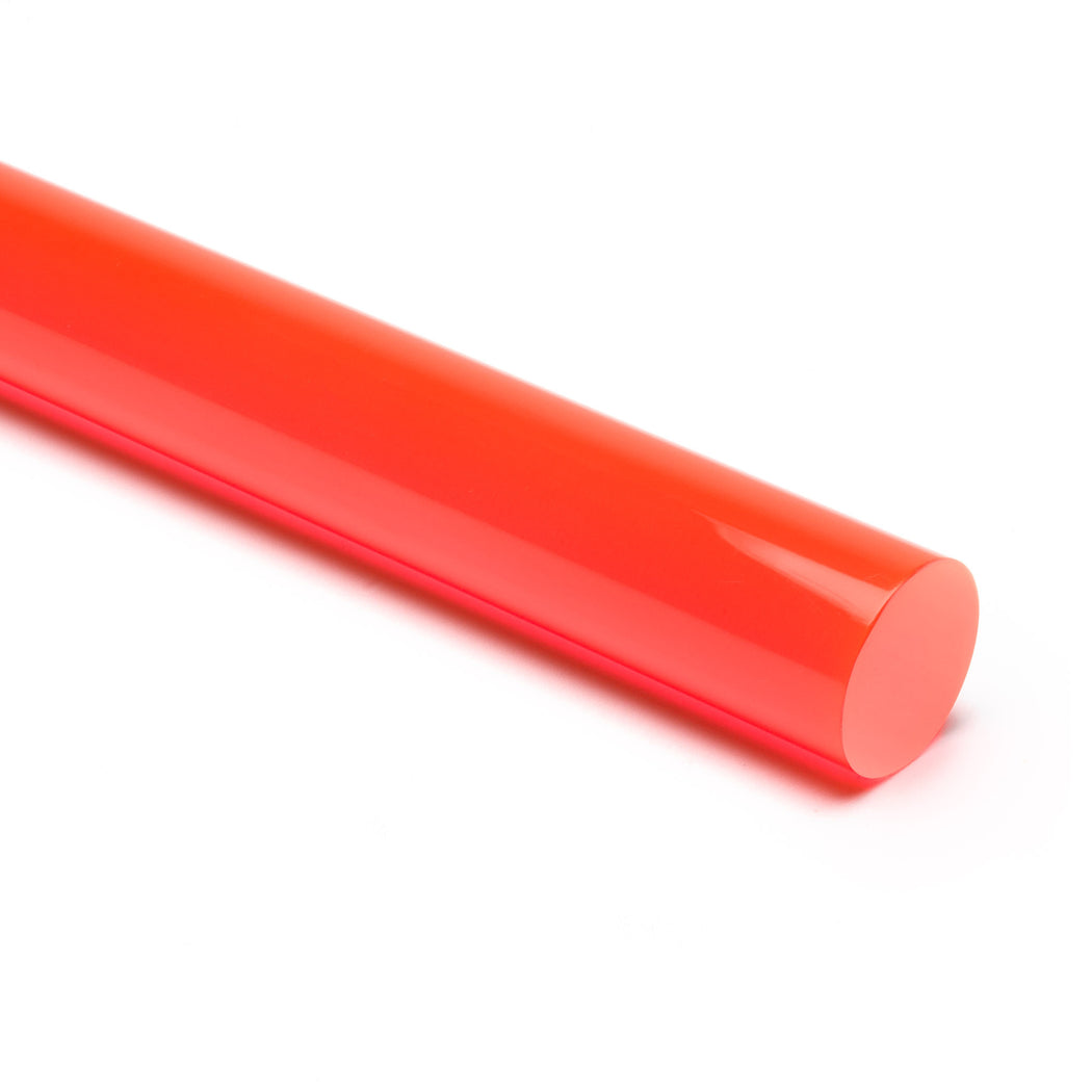 Red-Orange Fluorescent Acrylic Round Rod | Canal Plastics Center