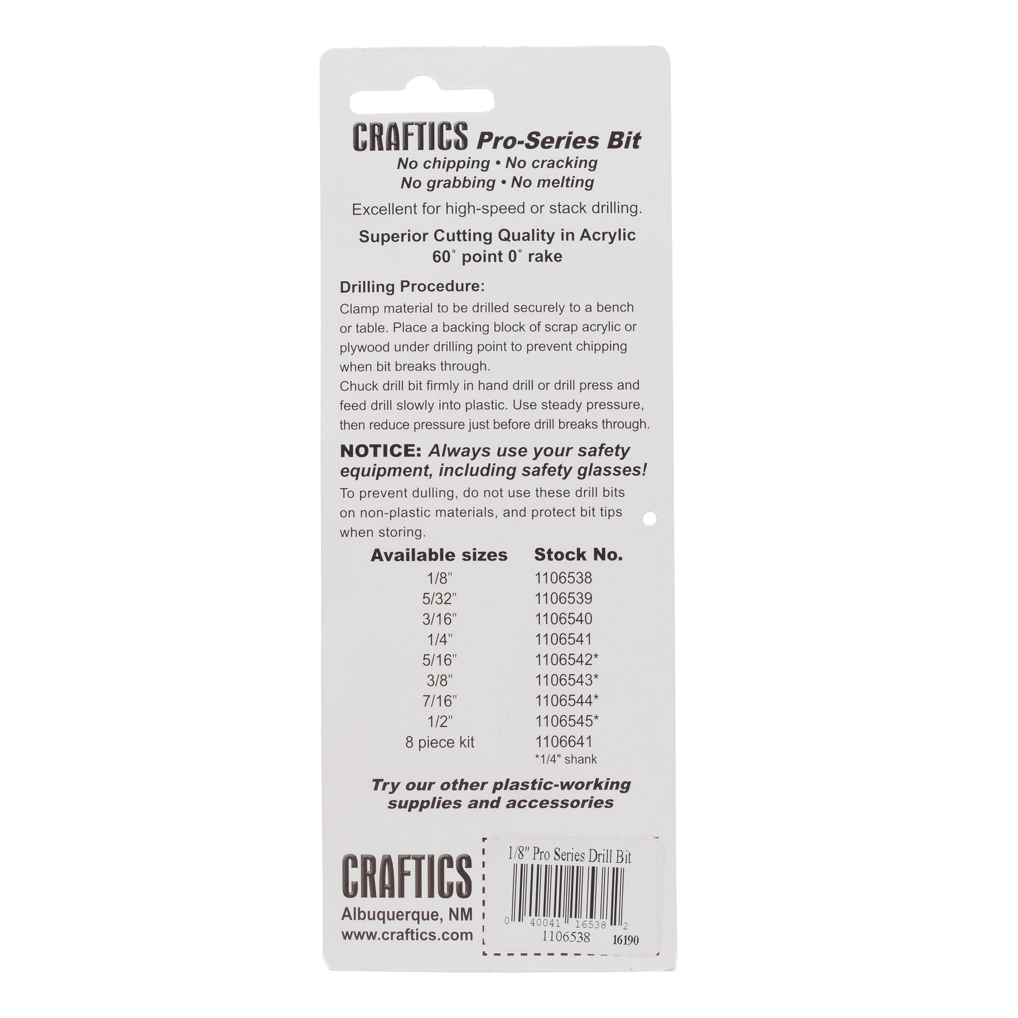 Craftics Pro-Series Plastic Drill Bit | Canal Plastics Center